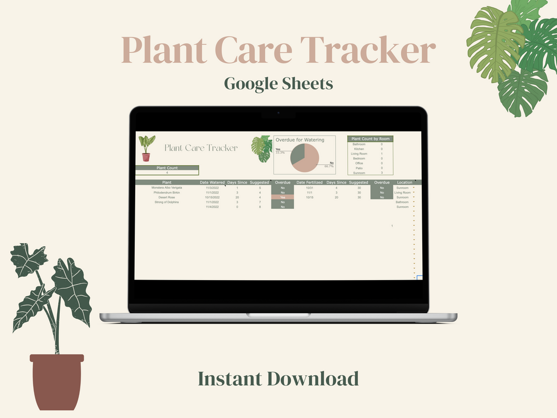 Plant Care Tracker Houseplant Watering Spreadsheet Digital Plant Care ...